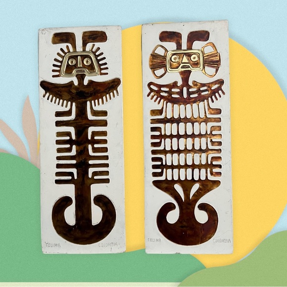 Art | Two Naylamp Deity Figures Tolima Colombia Totems Like Etched ...